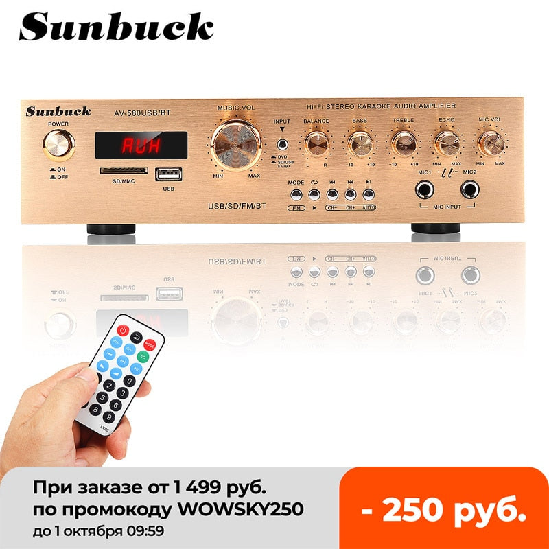 SUNBUCK 5 Channel bluetooth5.0 FM HiFi Stereo Amplifier LED Digital Ka ...